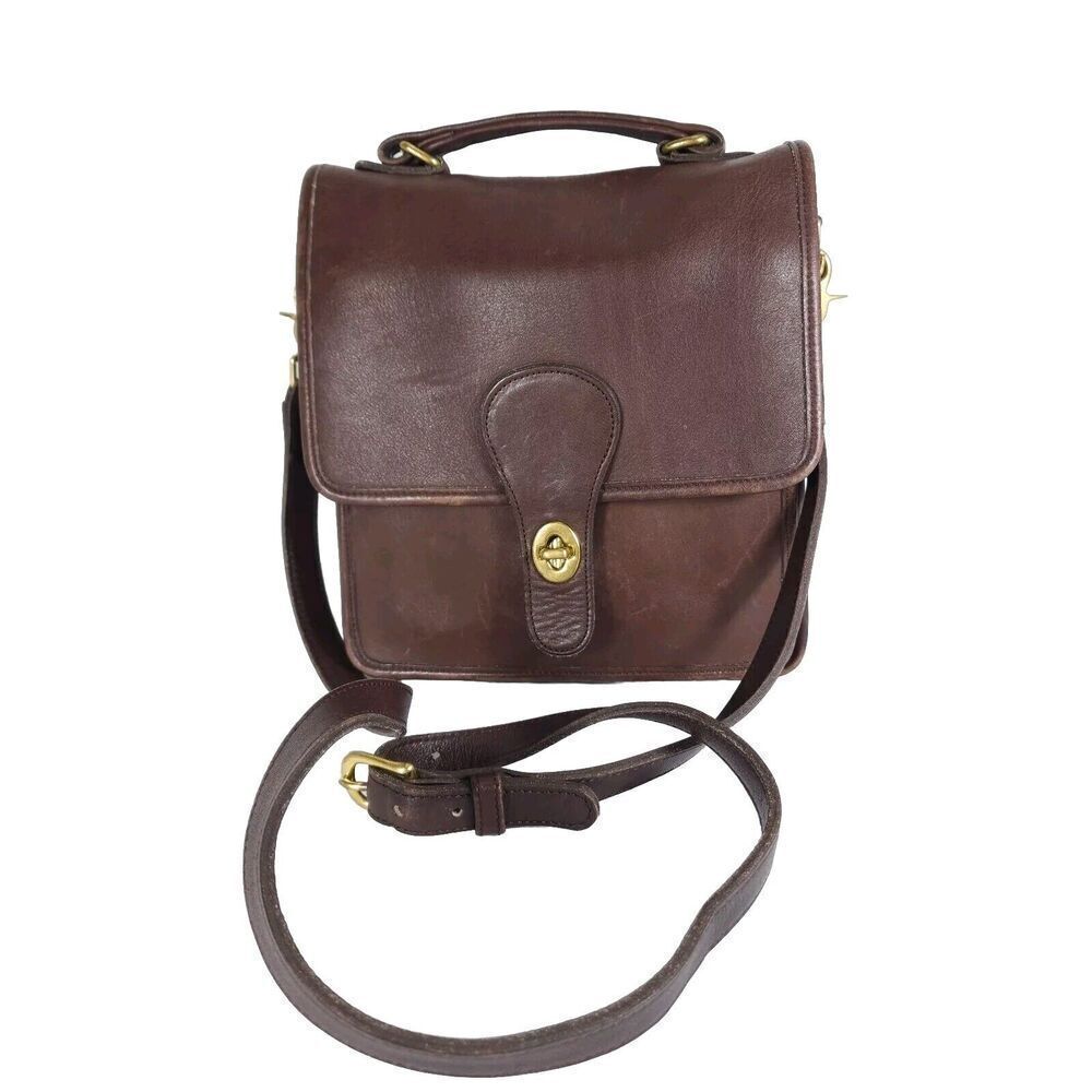 Coach Vintage Station Bag Brown Distressed Leather Cr… - Gem